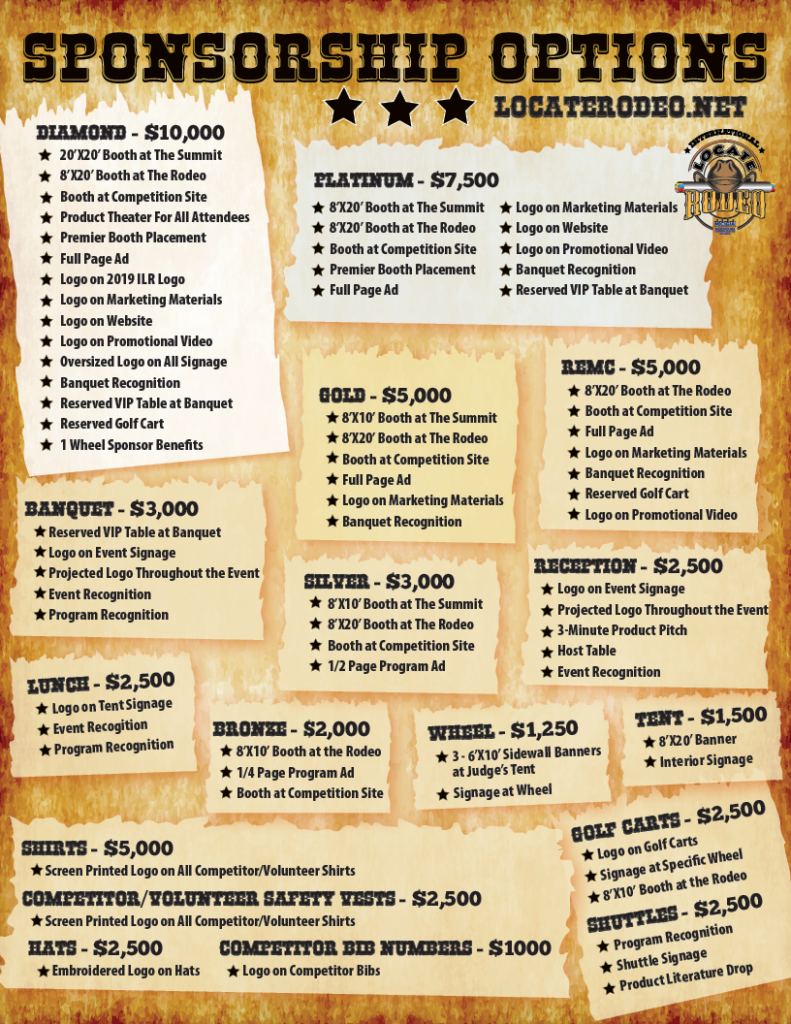 Sponsorship Levels | Locate Rodeo
